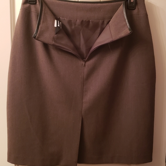 Alia | Skirts | Brown Pencil Skirt With Black Leather Waist Trim | Poshmark